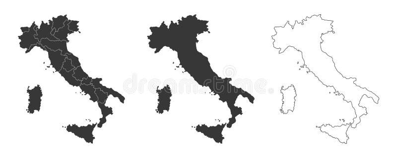 Set of 3 Maps of Italy - Vector Illustrations Stock Vector ...