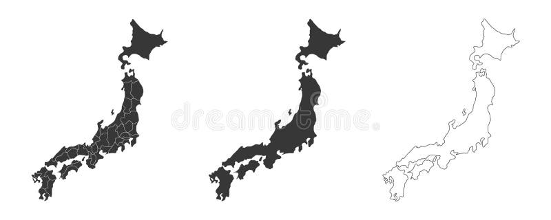 Set of 3 Maps of Japan - Vector Illustrations Stock Vector ...