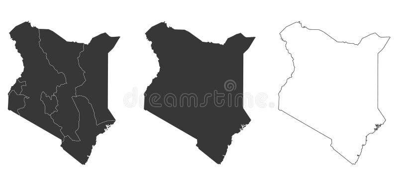 Set of 3 Maps of Kenya - Vector Illustrations Stock Vector ...