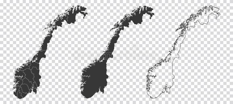 Set of 3 Maps of Norway - Vector Illustrations Stock Vector ...