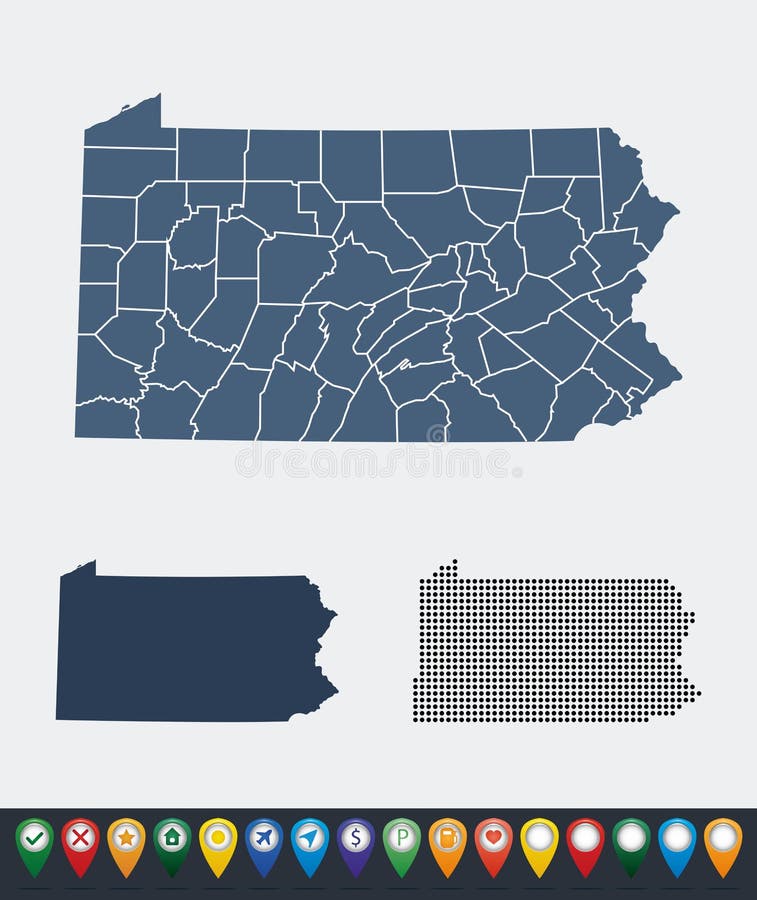 Map of Pennsylvania state stock illustration. Illustration of kansas ...