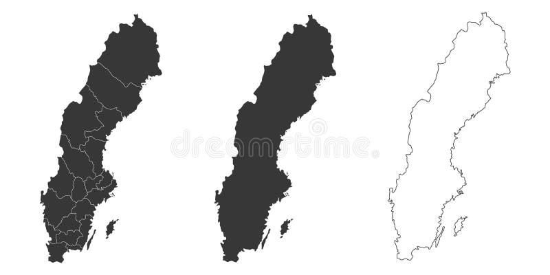 Set of 3 Maps of Sweden - Vector Illustrations Stock Vector ...