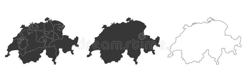 Set of 3 Maps of Switzerland - Vector Illustrations Stock Vector ...
