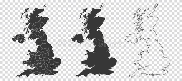 Set of 3 Maps of UK - Vector Illustrations Stock Vector - Illustration ...