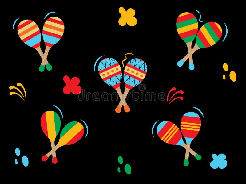 Set of Maracas on a Black Background. Flat Vector Illustration Stock ...