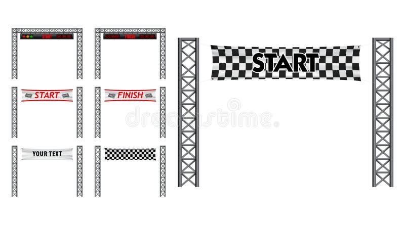Set of Start and Finish Banner Line for Marathon Run Concept. Stock ...