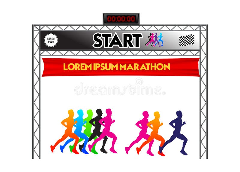 Set of Start and Finish Banner Line for Marathon Run Concept. Stock ...