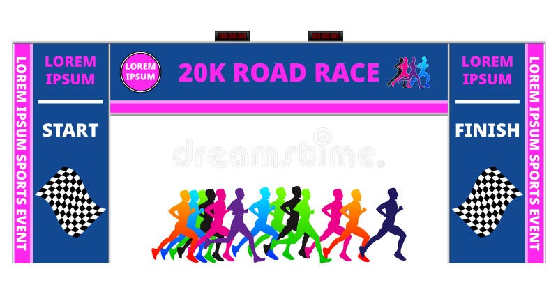 Set of Start and Finish Banner Line for Marathon Run Concept. Stock ...