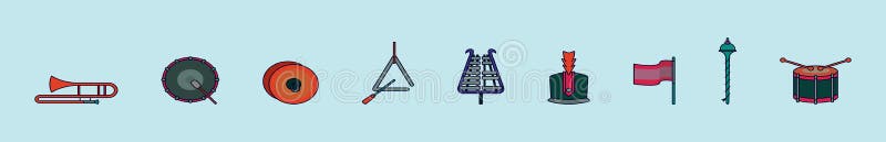 Set of Marching Band Cartoon Icon Design Template with Various Models ...
