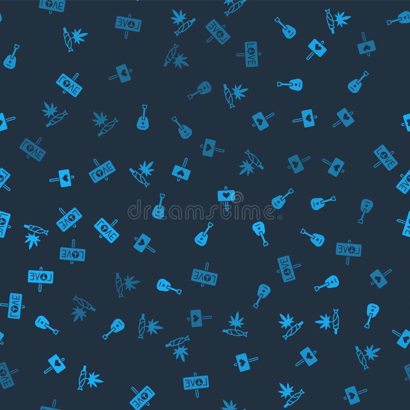 Set Marijuana Joint, Spliff, Guitar, Peace and on Seamless Pattern ...