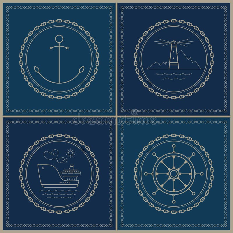 Set of Marine Emblem , Vector Illustration Stock Vector - Illustration ...