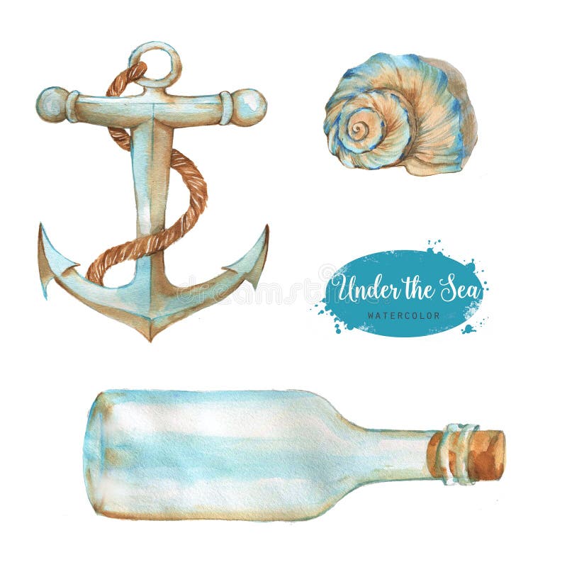 Set of marine objects stock illustration. Illustration of shell - 109549739