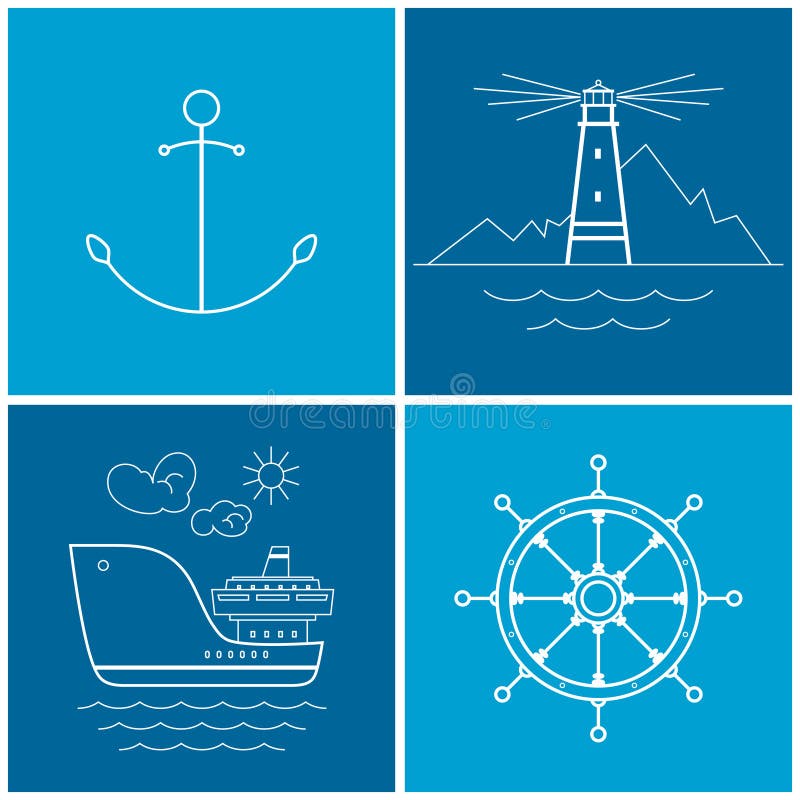 Set of Maritime Icons, Vector Illustration Stock Vector - Illustration ...