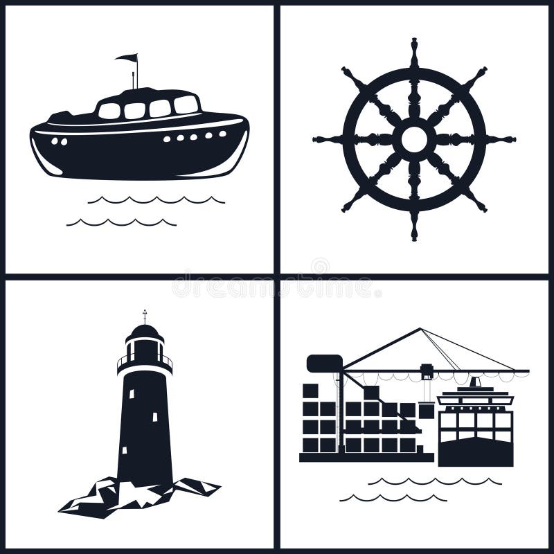 Set of Maritime Icons, Vector Illustration Stock Vector - Illustration ...