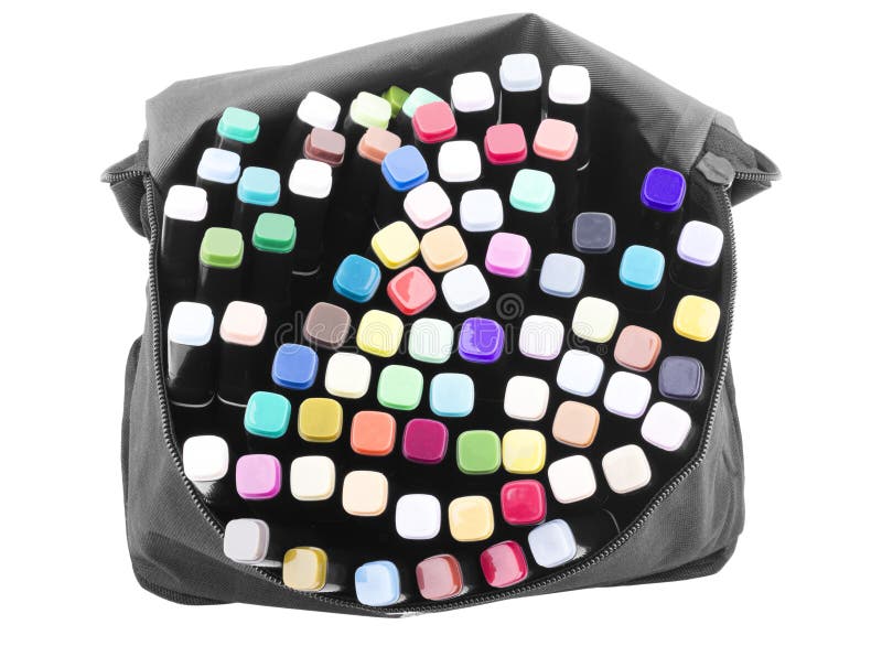 Set of Marker Pens, Red, Green, Yellow, Black Stock Photo - Image of ...