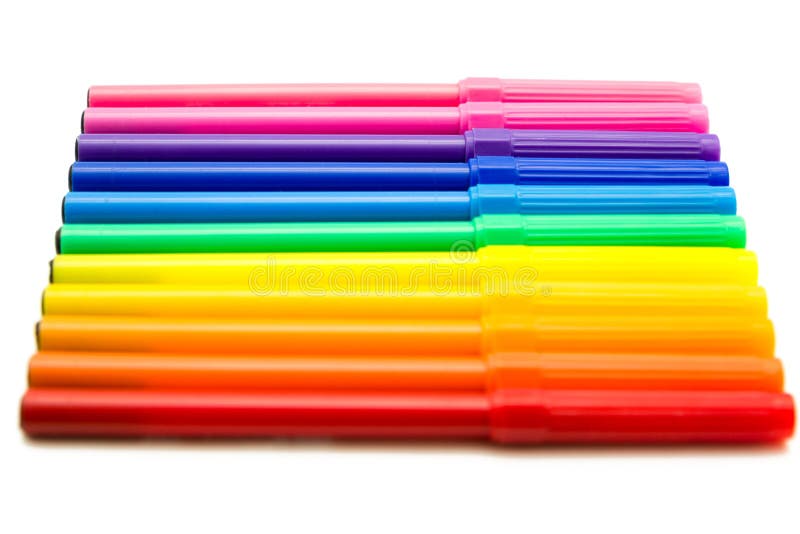 Set of Markers Rainbow Colors Stock Photo - Image of gift, artist: 49167640