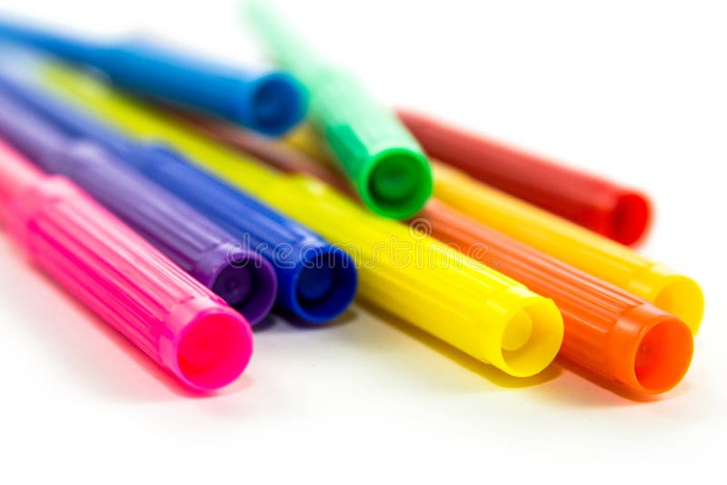 Set of Markers Rainbow Colors Stock Image - Image of lightning, bright ...