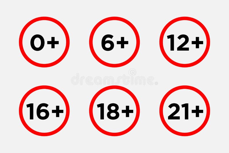 Set Marks Age Limit Sing Restriction. Vector Icons for Children ...