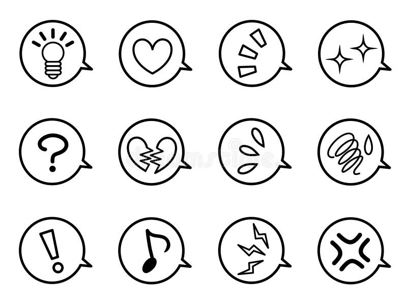 A Set of Marks Expressing Various Emotions Stock Photo - Illustration ...
