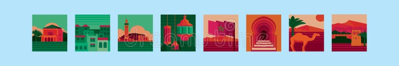 Set of Maroco Cartoon Icon Design Template with Various Models. Vector ...