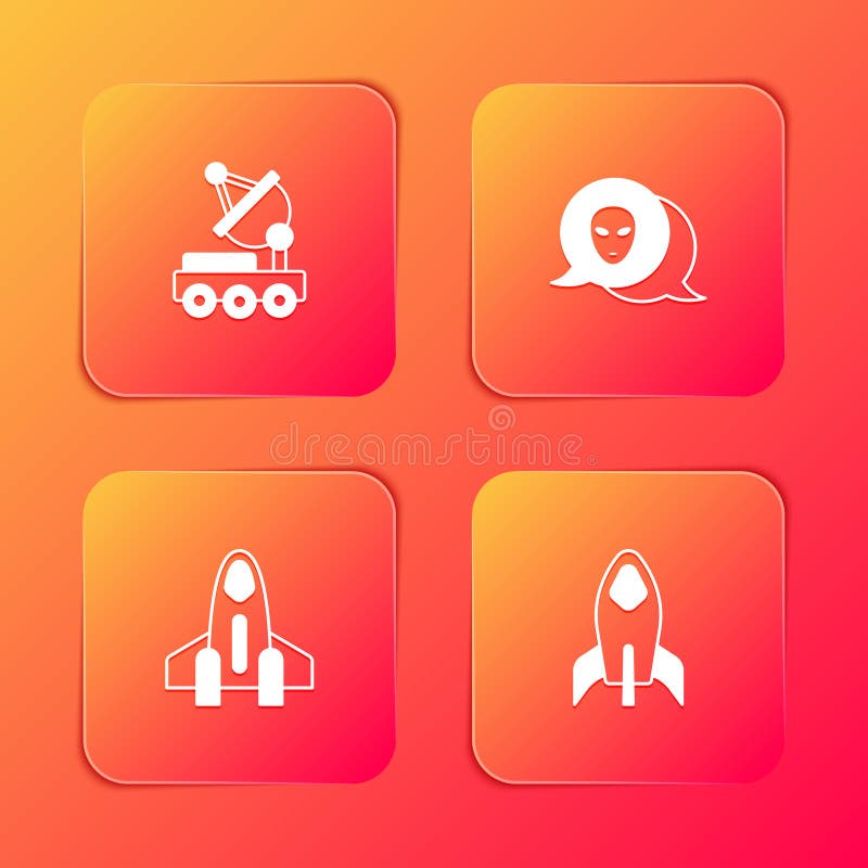 Set Mars Rover, Alien, Rocket Ship and Icon. Vector Stock Vector ...