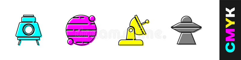 Set Mars Rover, Planet, Satellite Dish and UFO Flying Spaceship Icon ... Set Mars Rover, Planet, Satellite Dish and UFO Flying Spaceship Icon ...
