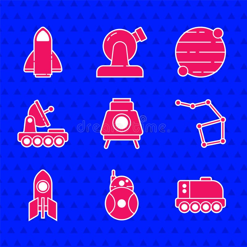 Set Mars Rover, Robot, Great Bear Constellation, Rocket Ship, Planet ...