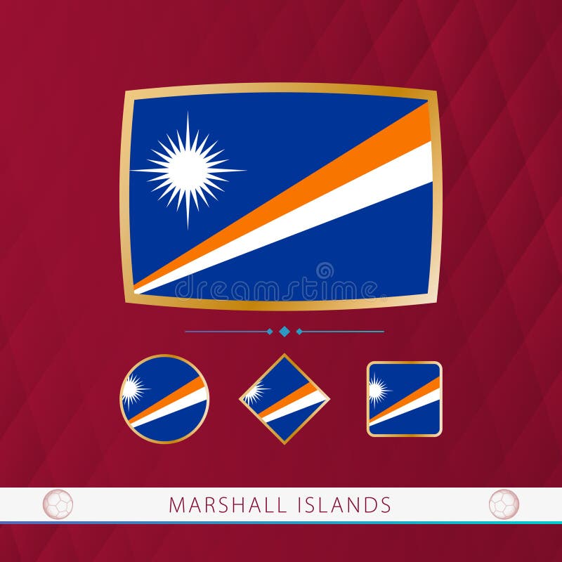 Set of Marshall Islands Flags with Gold Frame for Use at Sporting ...