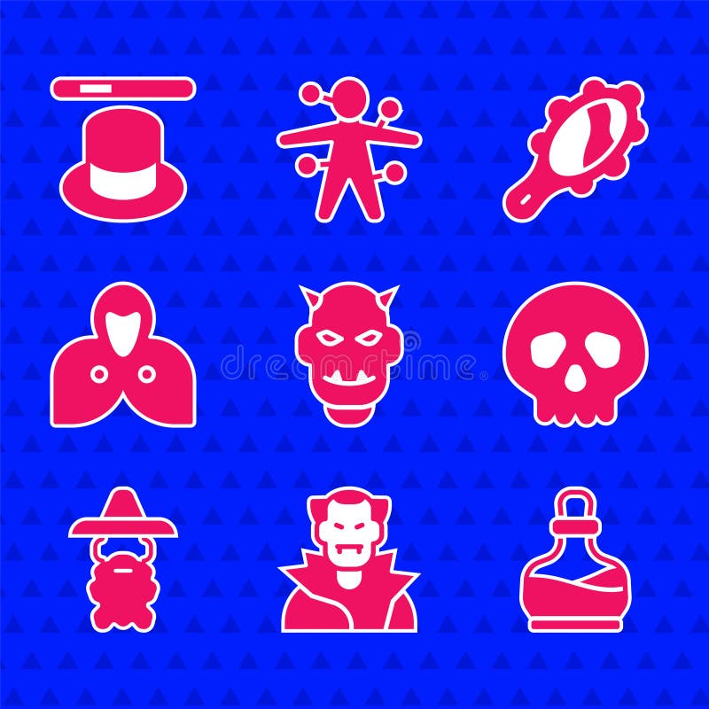 Set Mask of the Devil with Horns, Vampire, Bottle Potion, Skull, Wizard ...