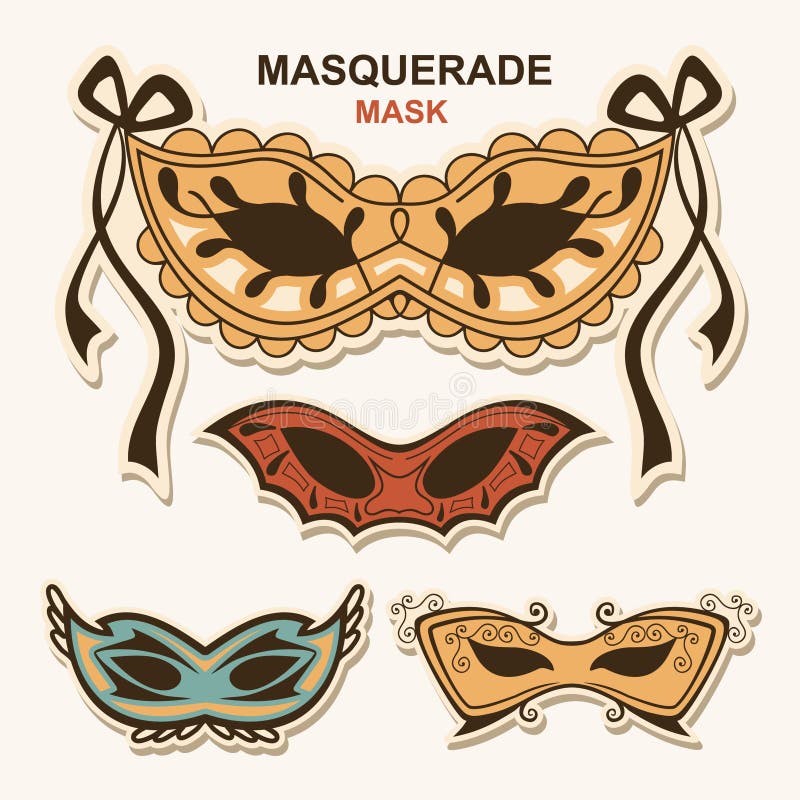 Set masquerade masks stock vector. Illustration of mysterious - 33790835