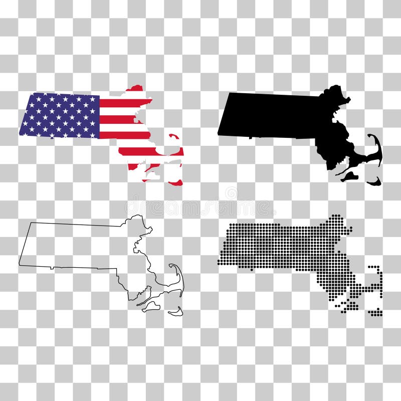 Set of Massachusetts Map, United States of America. Flat Concept Icon ...