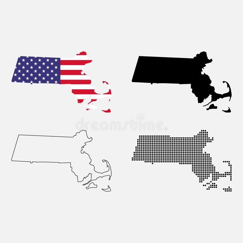 Set of Massachusetts Map, United States of America. Flat Concept Icon ...