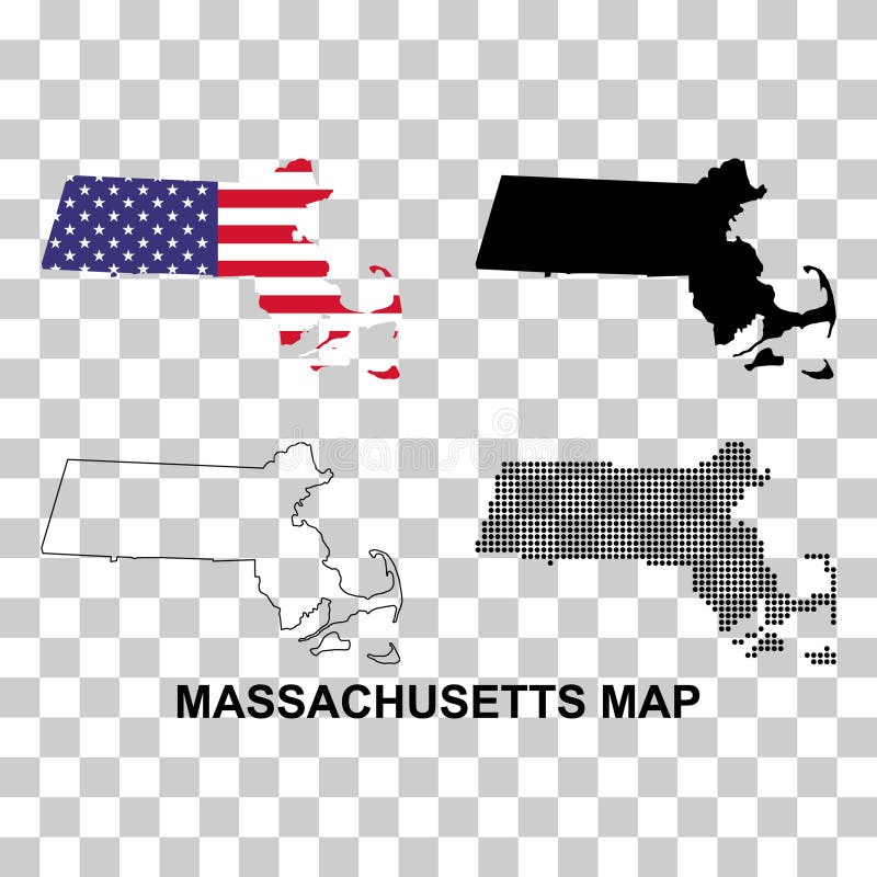 Set of Massachusetts Map, United States of America. Flat Concept Icon ...