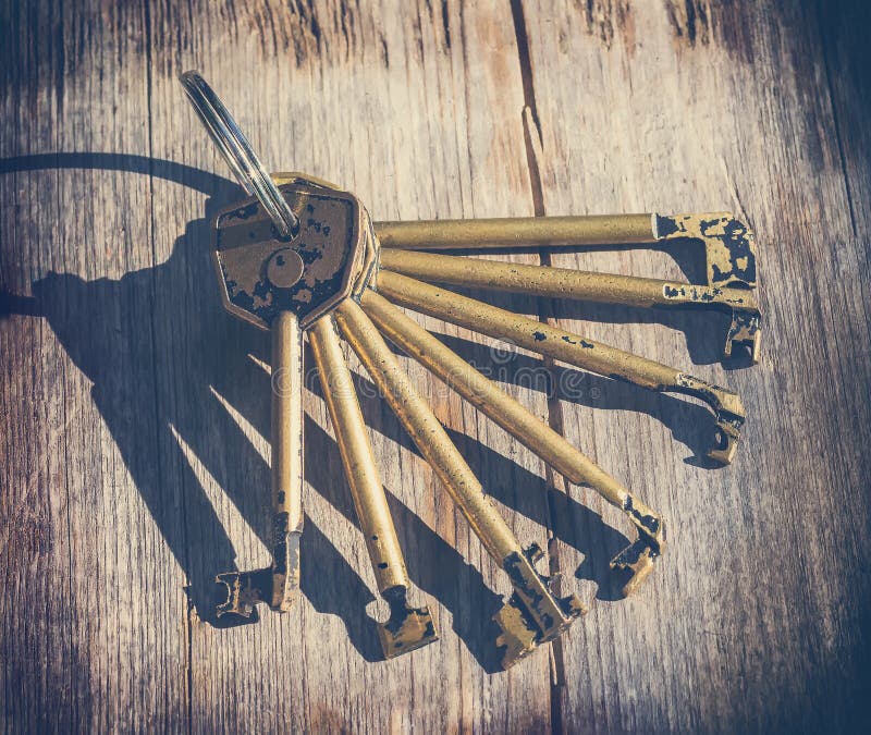Set of Master Keys for Locks Stock Photo - Image of bronze, texture ...