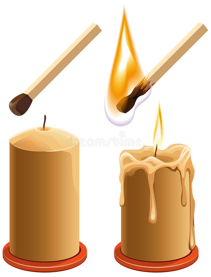 Candle with a match stock vector. Illustration of isolated - 72916584