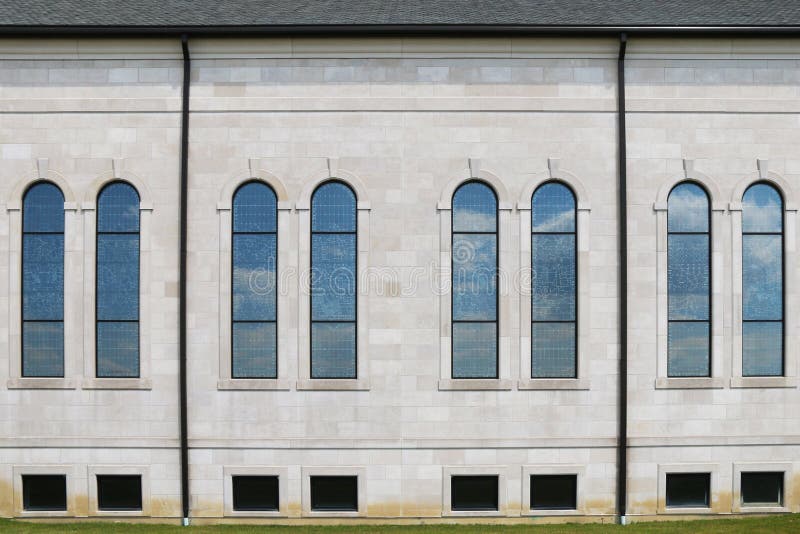 Gothic Church Clear Stained Glass Arched Windows Stock Image - Image of ...