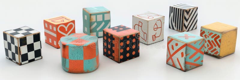 A Set of Matching Paperweights in the Shape of Cubes Featuring Bold and ...