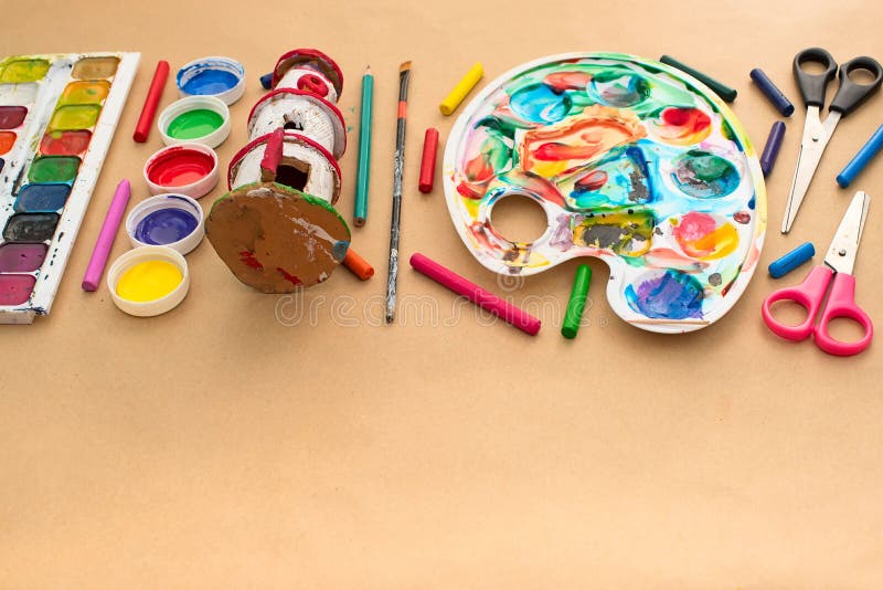A Set of Materials for Creativity and Drawing Hobbies. Stock Photo ...