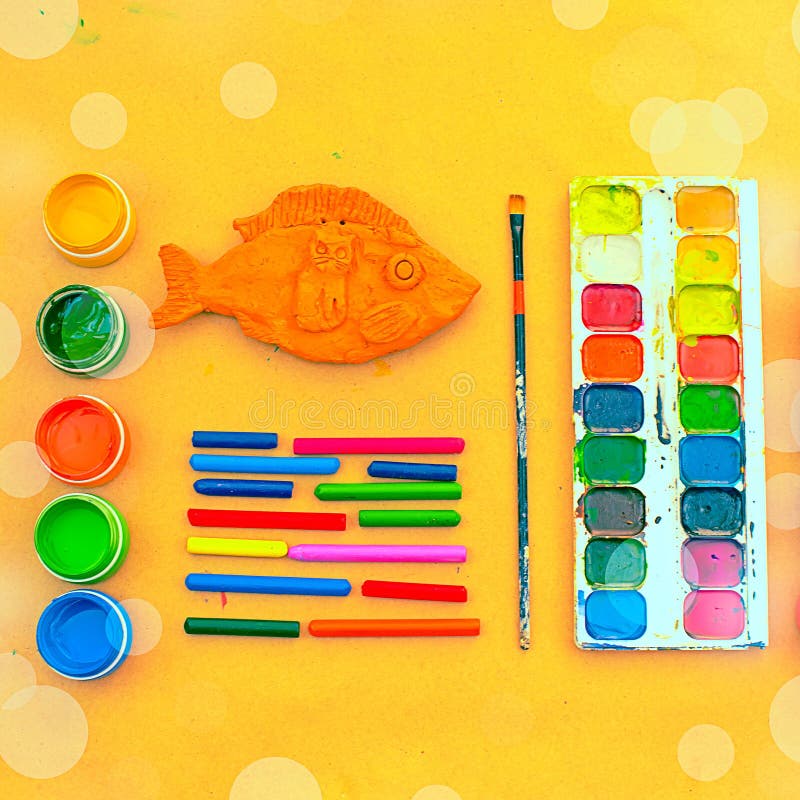 A Set of Materials for Creativity and Drawing Hobbies. Stock Photo ...