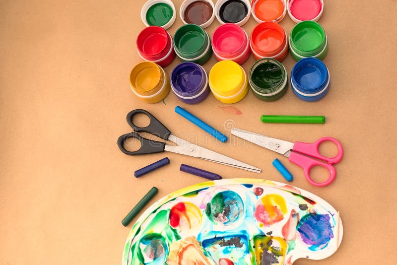 A Set of Materials for Creativity and Drawing Hobbies. Stock Photo ...