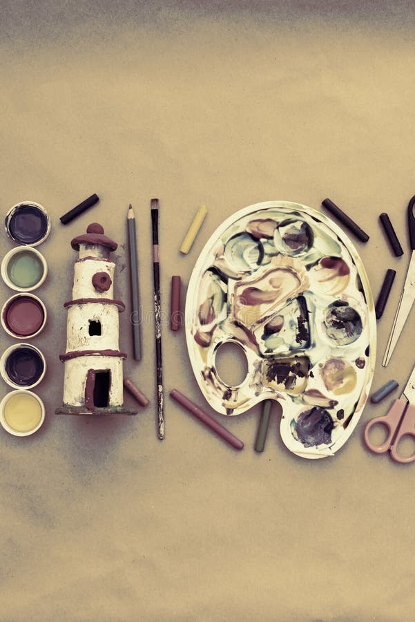 A Set of Materials for Creativity and Drawing Hobbies. Stock Image ...