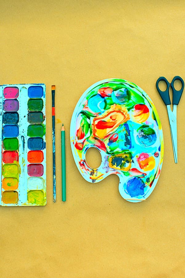 A Set of Materials for Creativity and Drawing Hobbies. Stock Image ...