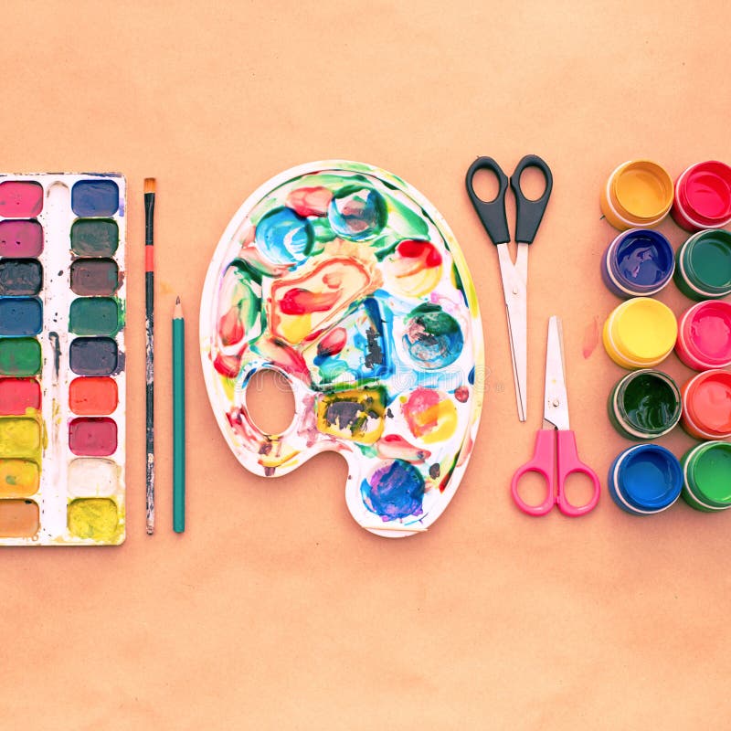 A Set of Materials for Creativity and Drawing Hobbies. Stock Image ...