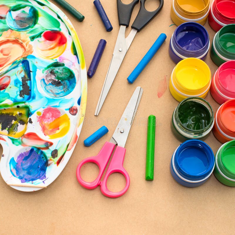 A Set of Materials for Creativity and Drawing Hobbies. Stock Image ...