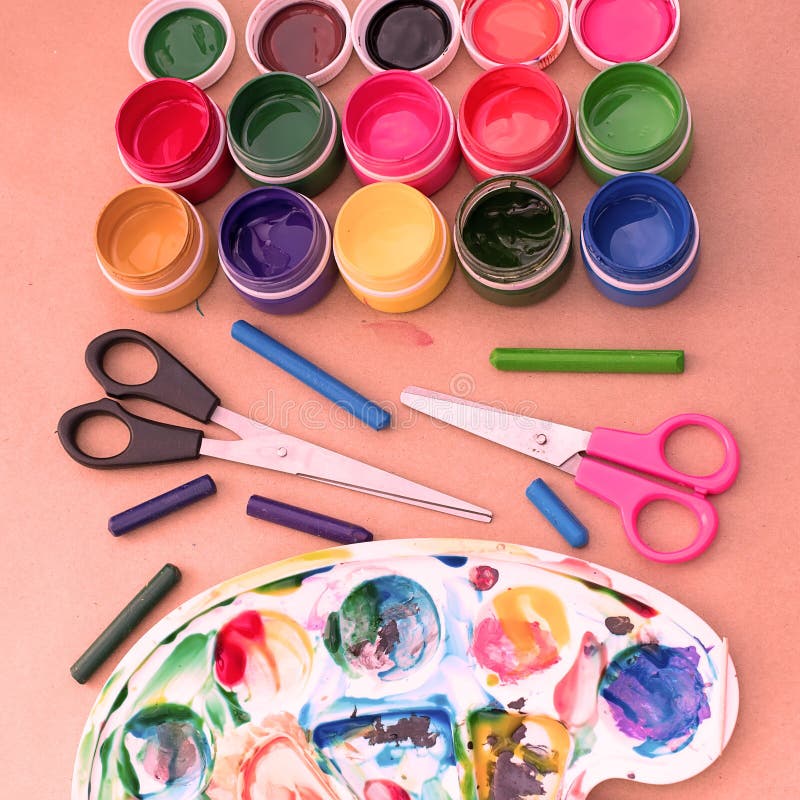 A Set of Materials for Creativity and Drawing Hobbies. Stock Image ...
