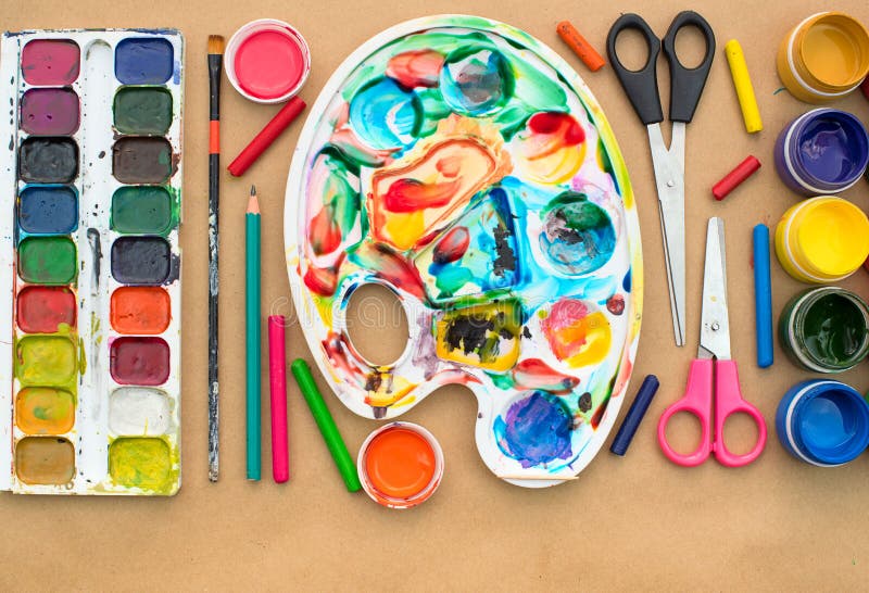 A Set of Materials for Creativity and Drawing Hobbies. Stock Image ...