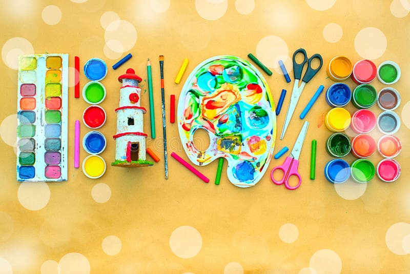 A Set of Materials for Creativity and Drawing Hobbies. Stock Image ...