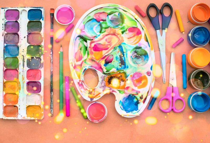 A Set of Materials for Creativity and Drawing Hobbies. Stock Image ...