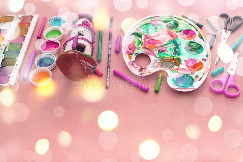 A Set of Materials for Creativity and Drawing Hobbies. Stock Image ...