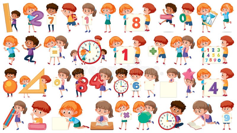 Set of math children stock vector. Illustration of smile - 145536831
